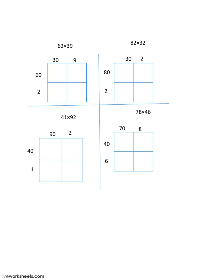 Multiplication Area Model Worksheets | Multiplication Worksheets