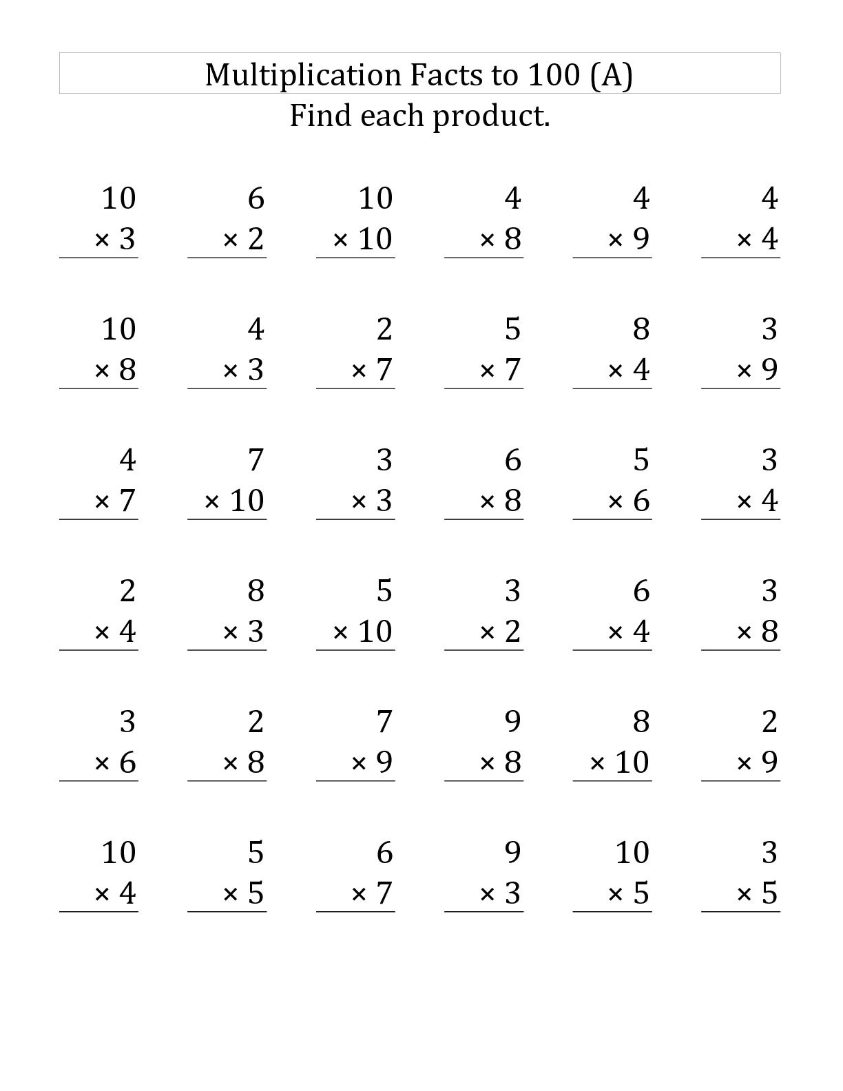 Multiplication Worksheet For Grade 3 Multiplication Worksheets