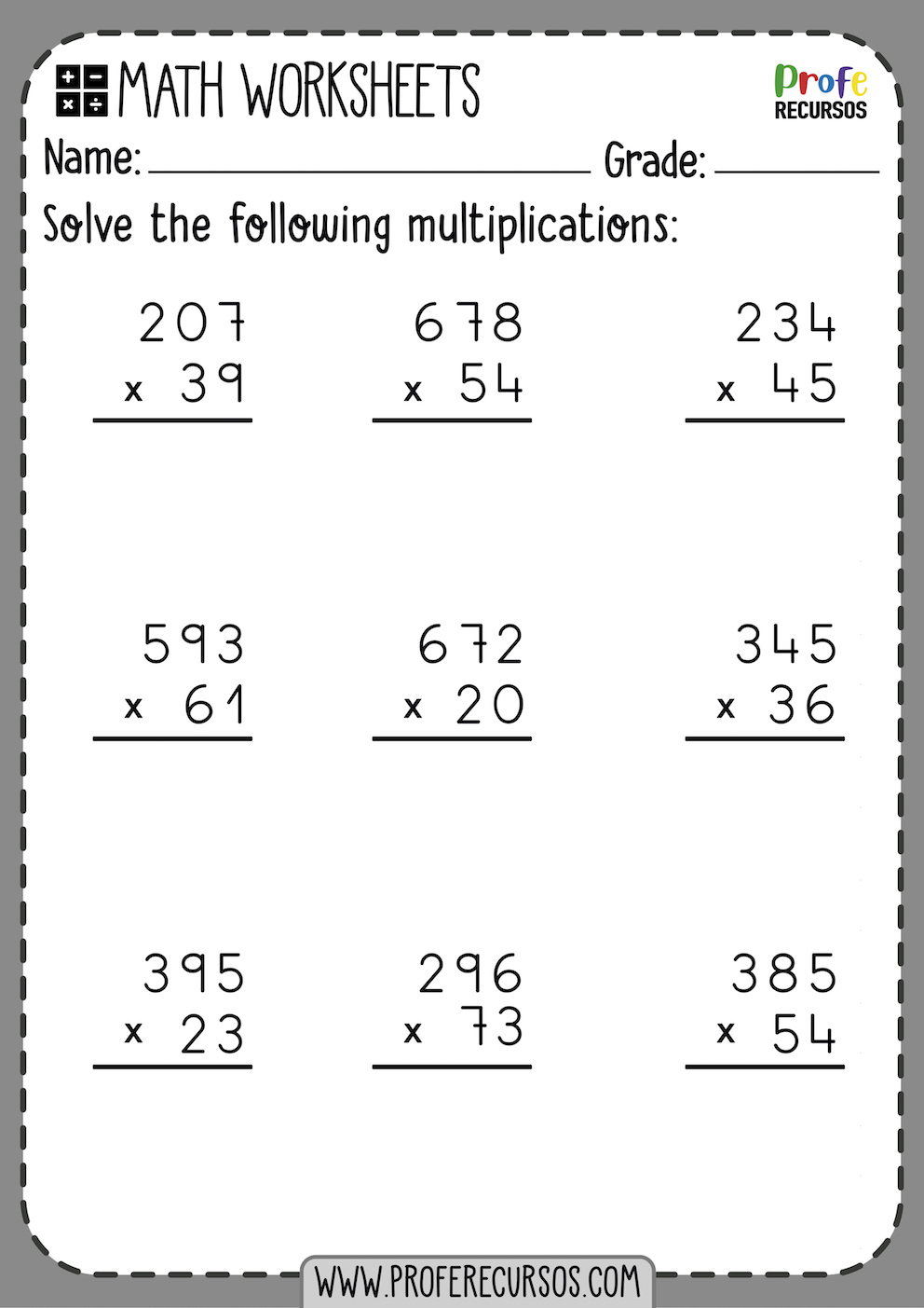 5th Grade Math Worksheets Multiplication Multiplication Worksheets