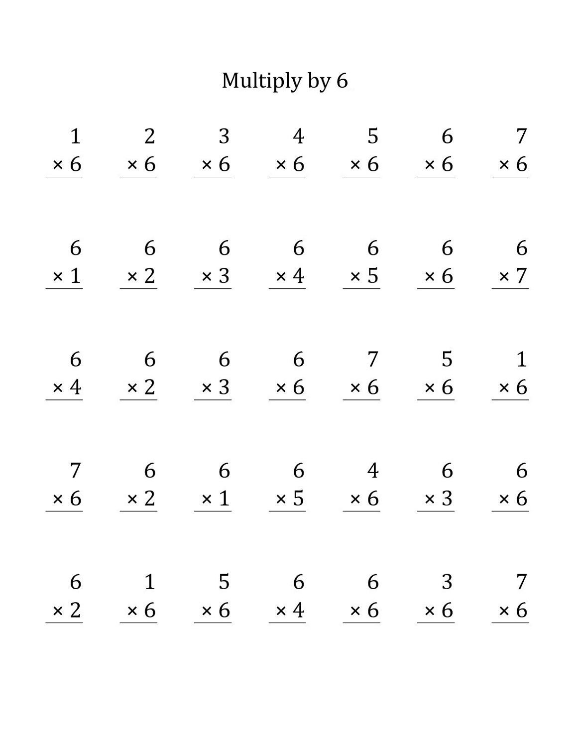 Multiplication 6 Worksheet Multiplication Worksheets Multiplication 6 Worksheet Multiplication Worksheets