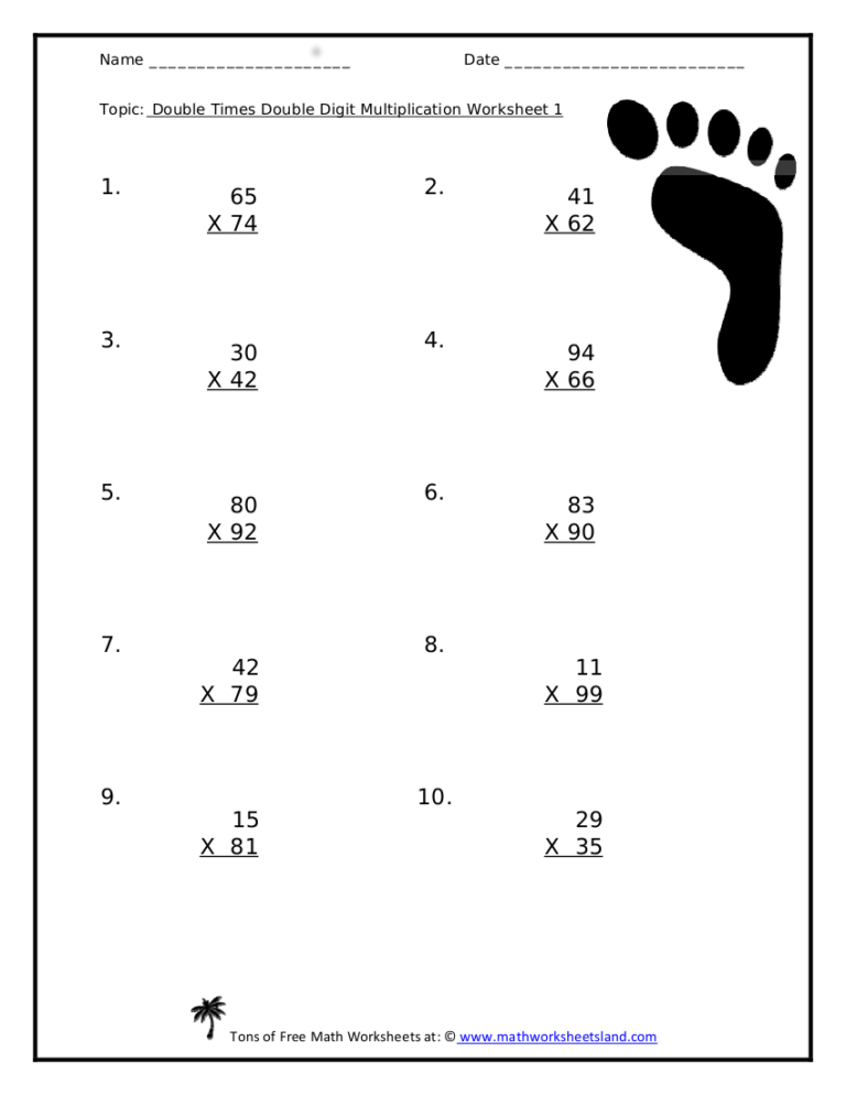 Multiplication Double Digit Worksheet | Multiplication Worksheets