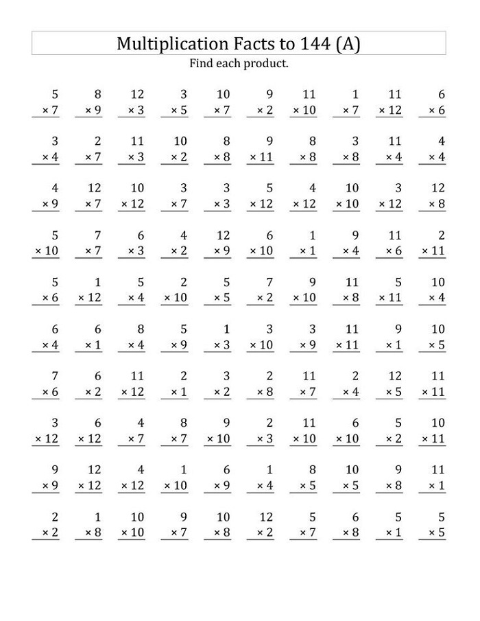 Multiplication Worksheets For 7th Graders Multiplication Worksheets