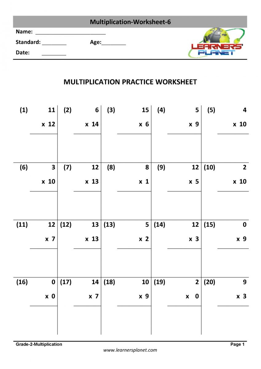 Multiplication Sheet For Class 2 Multiplication Worksheets