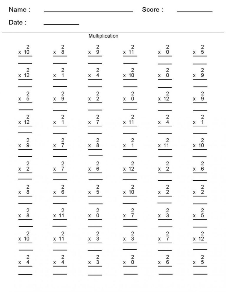 3rd Grade Multiplication Practice Test | Multiplication Worksheets