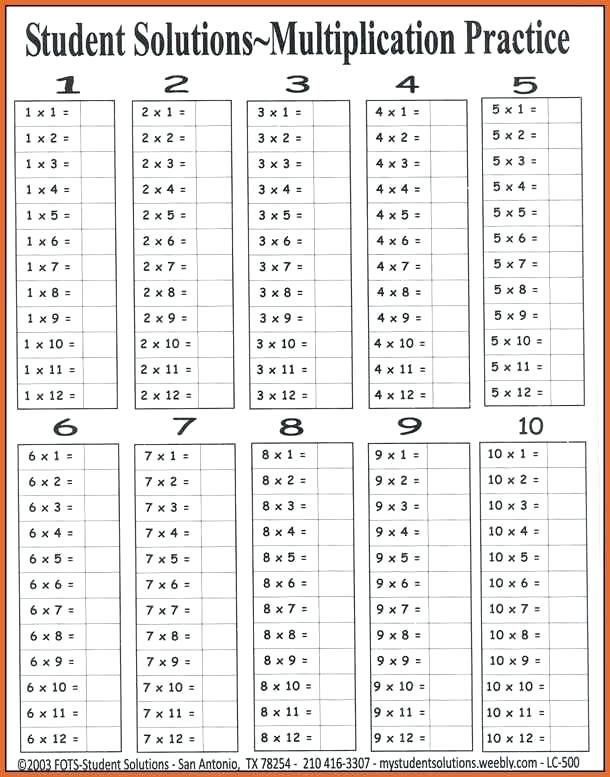 Multiplication Tables 1 6 Worksheets Multiplication Worksheets