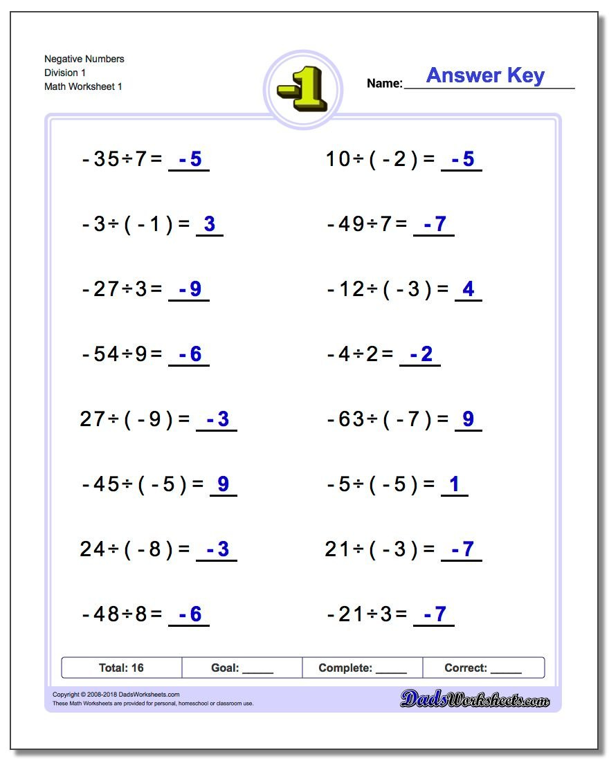 Multiplication And Division Of Positive And Negative Integers Worksheet Multiplication And Division Of Positive And Negative Integers Worksheet