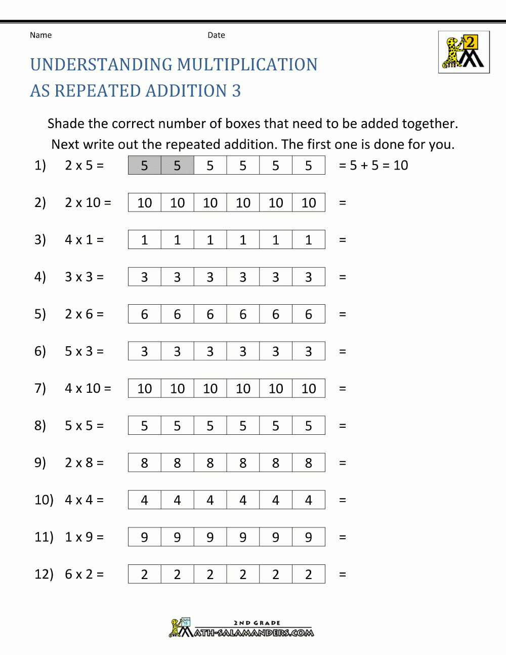 Number Line Multiplication Worksheet Grade 2 Multiplication Worksheets