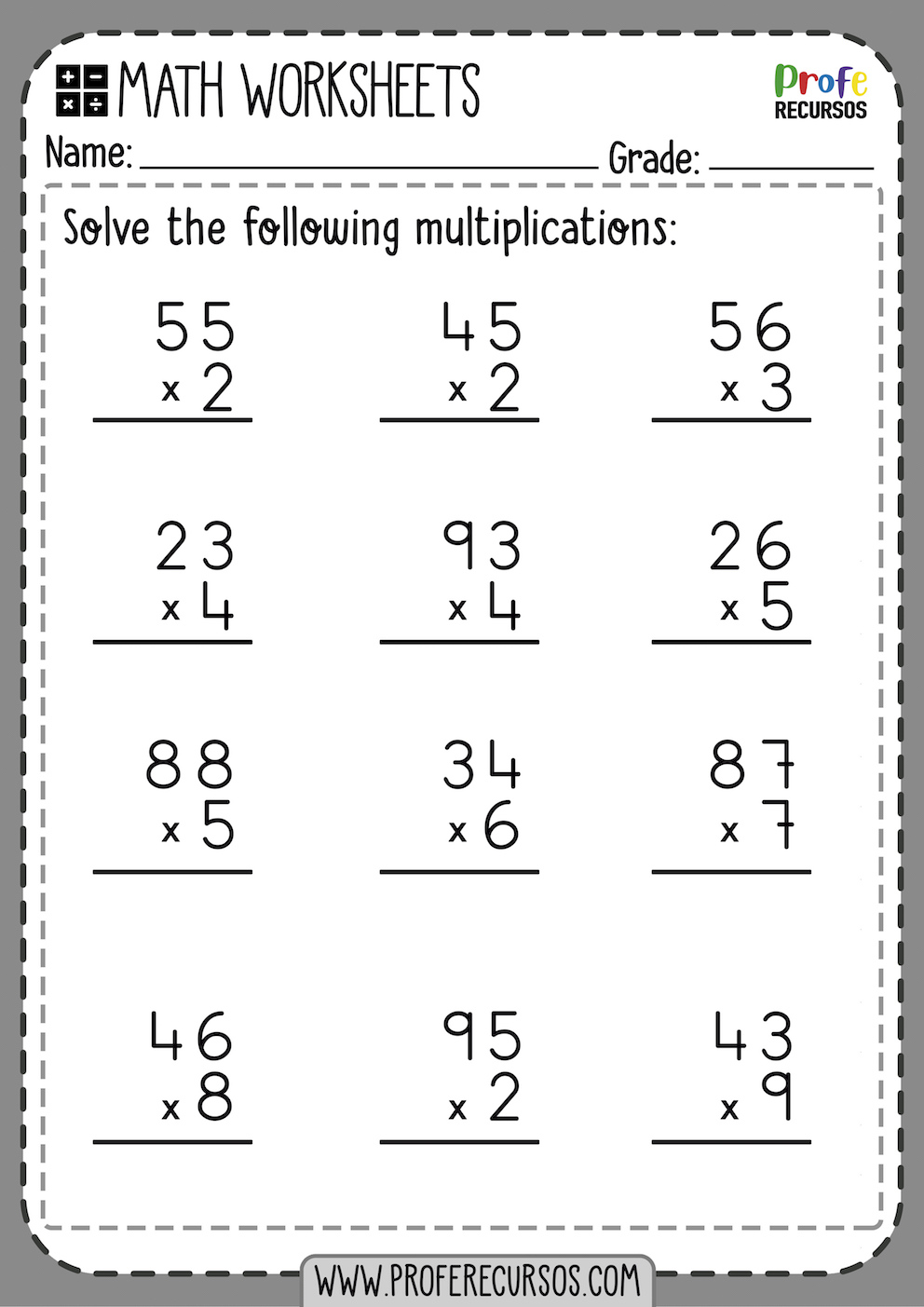 1 Digit By 2 Digit Multiplication Worksheets Multiplication Worksheets