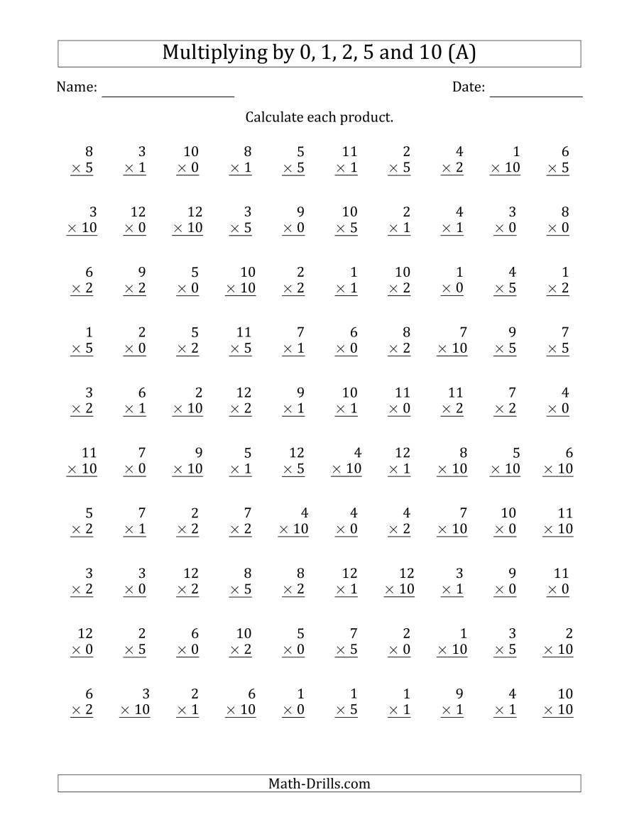 Math Drills Multiplication Facts Multiplication Worksheets