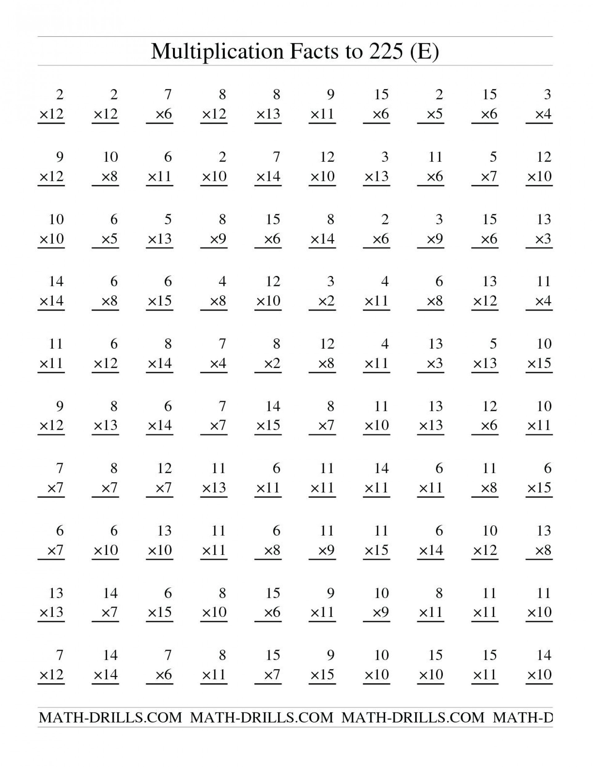 Multiplication Fact Quiz Printable Multiplication Worksheets