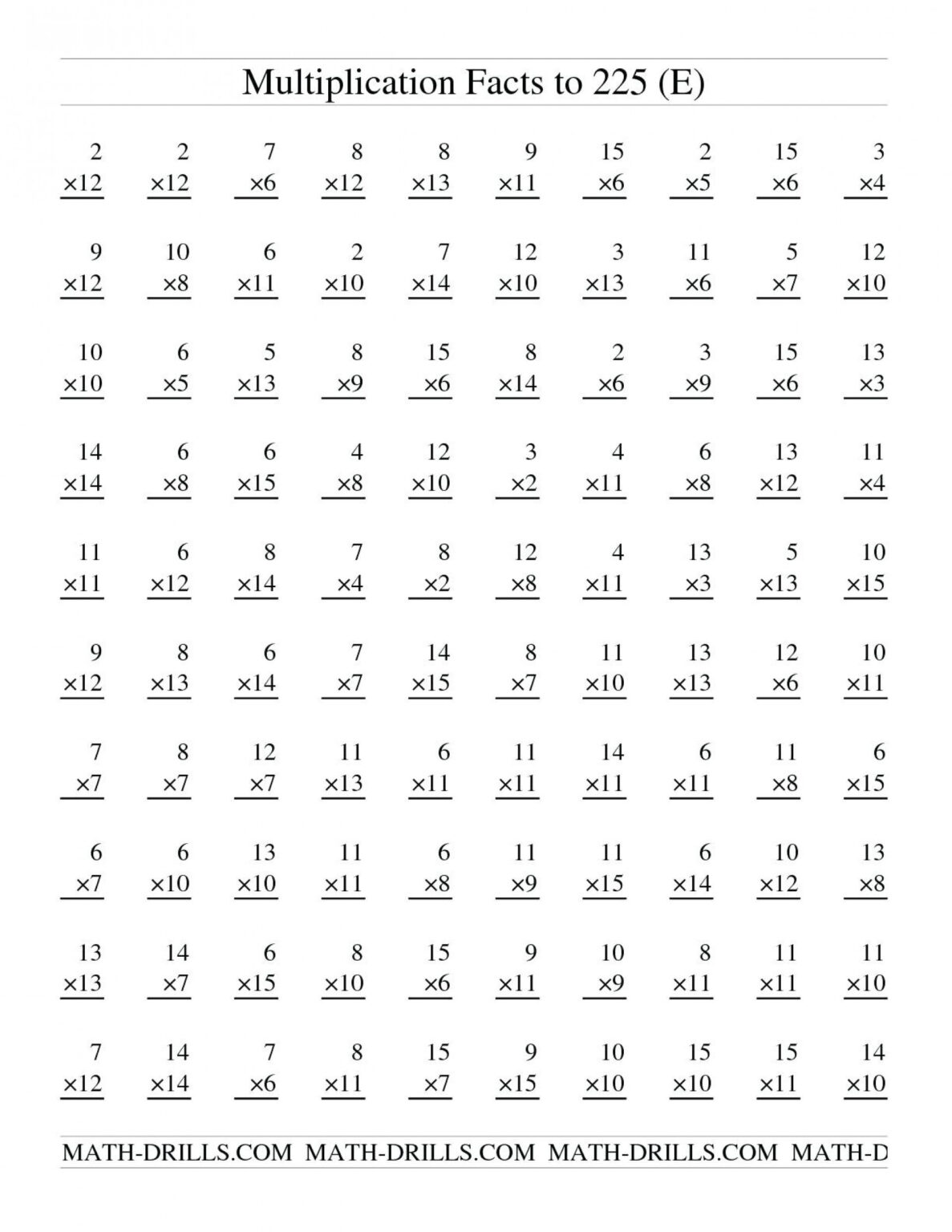 Multiplication Facts Practice Printable Free | Multiplication Worksheets