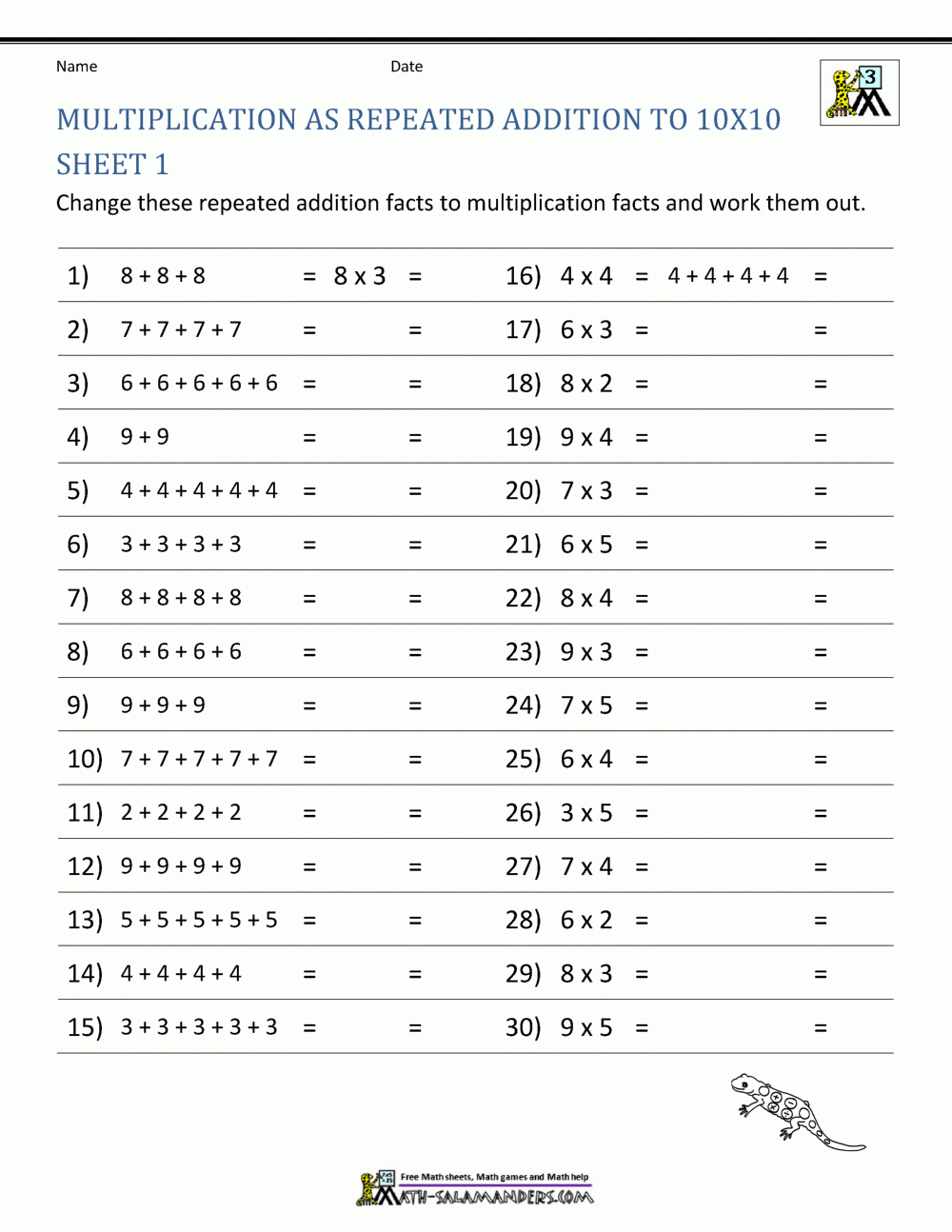 Practice Multiplication Facts Worksheet Multiplication Worksheets
