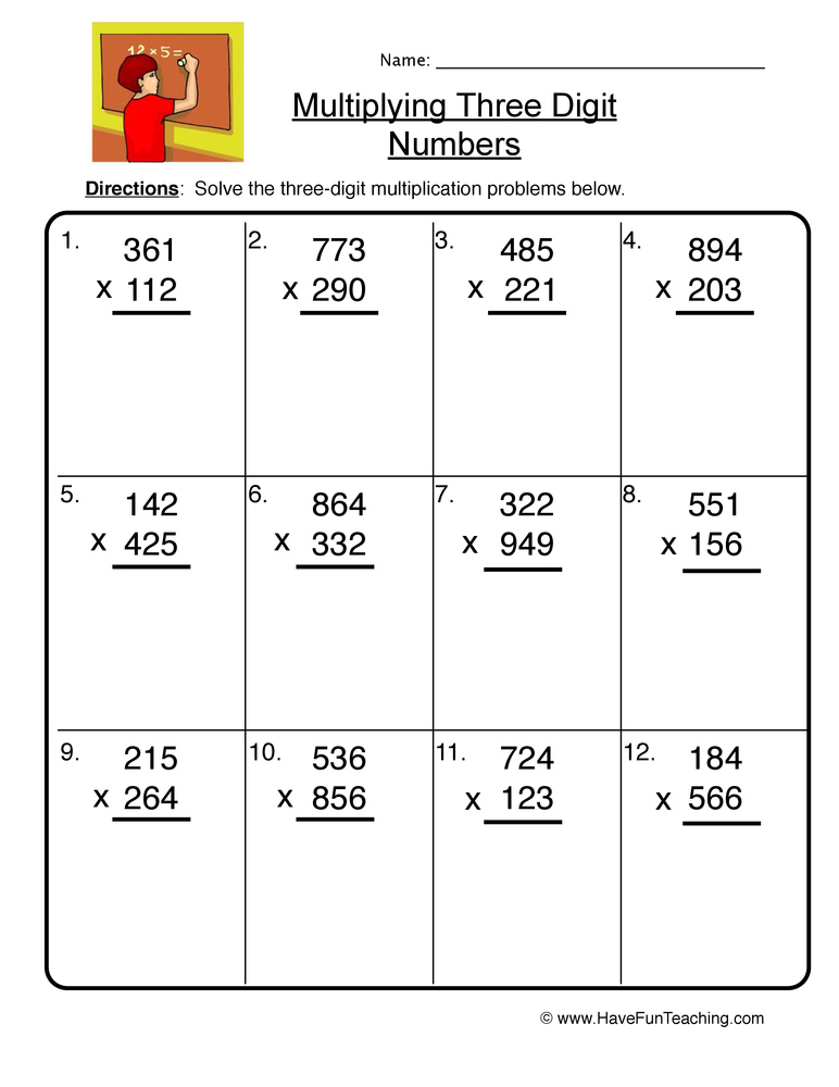 3 Digit Multiplication Worksheets Multiplication Worksheets