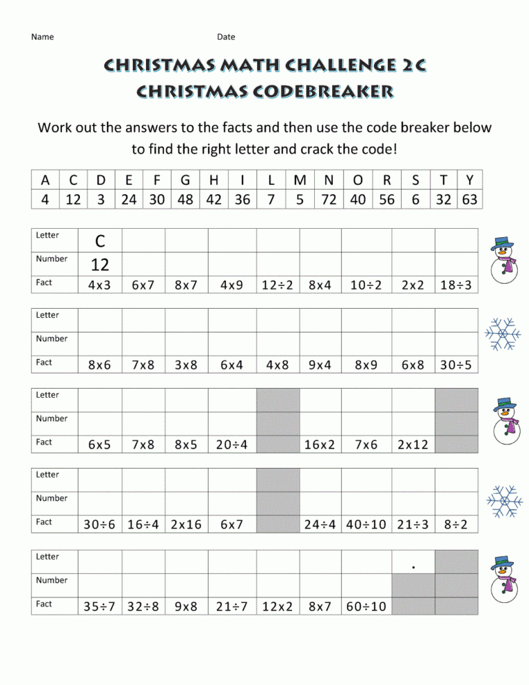 Christmas Math Riddle Worksheets | Multiplication Worksheets