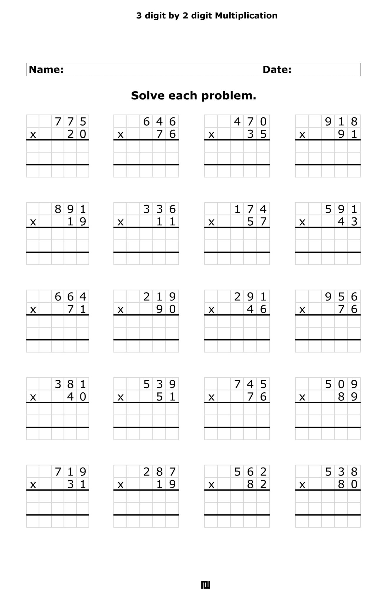 2 3 Digit Multiplication Worksheets | Multiplication Worksheets