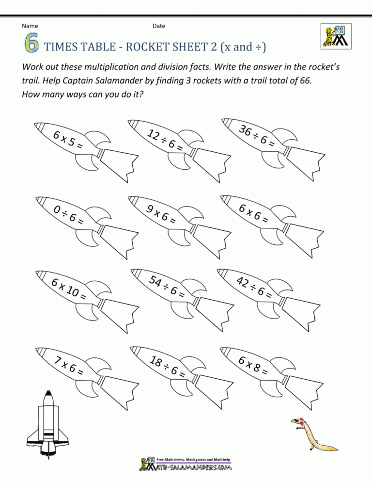 Multiplication by 6 Worksheet | Multiplication Worksheets