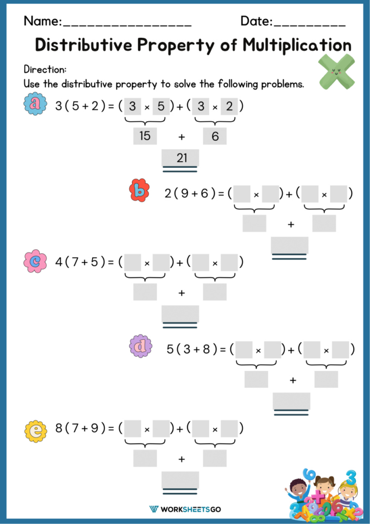 Multiplication Distributive Property Worksheet | Multiplication Worksheets