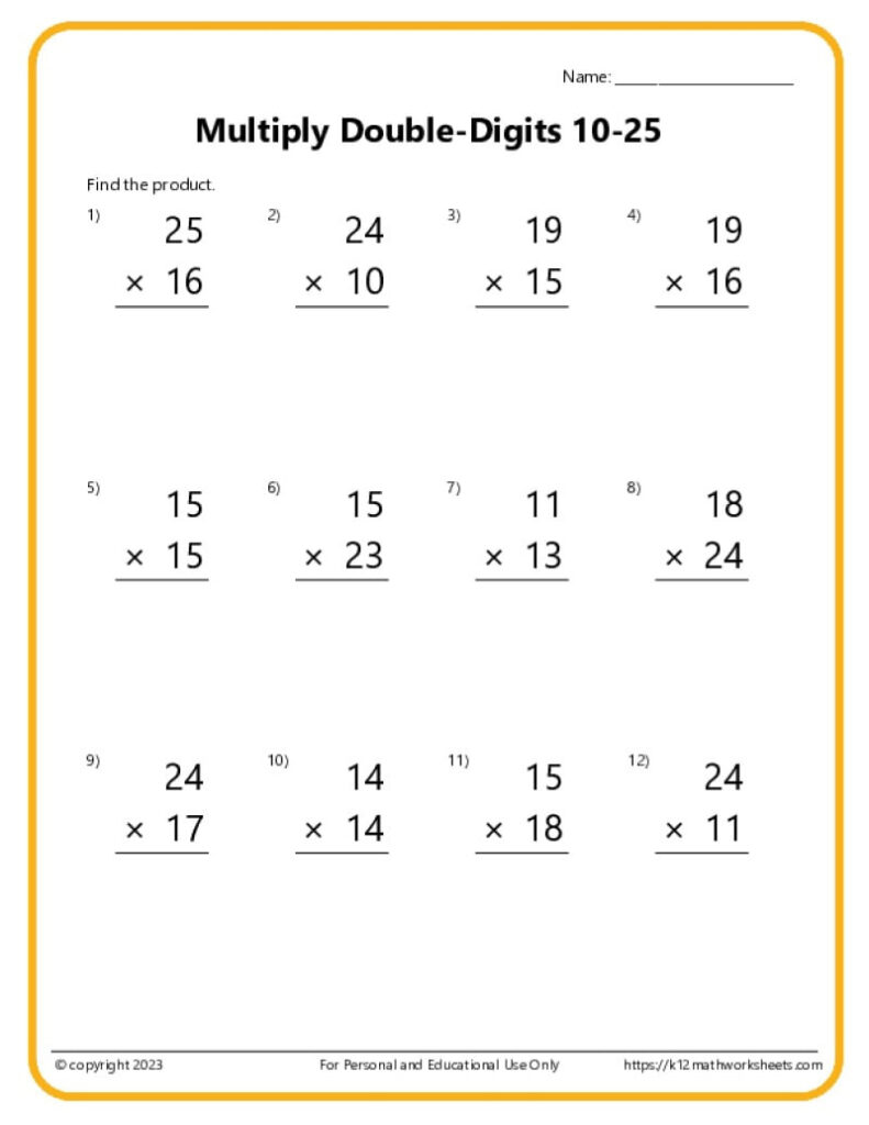 3 Digit by 2 Multiplication Worksheets | Multiplication Worksheets