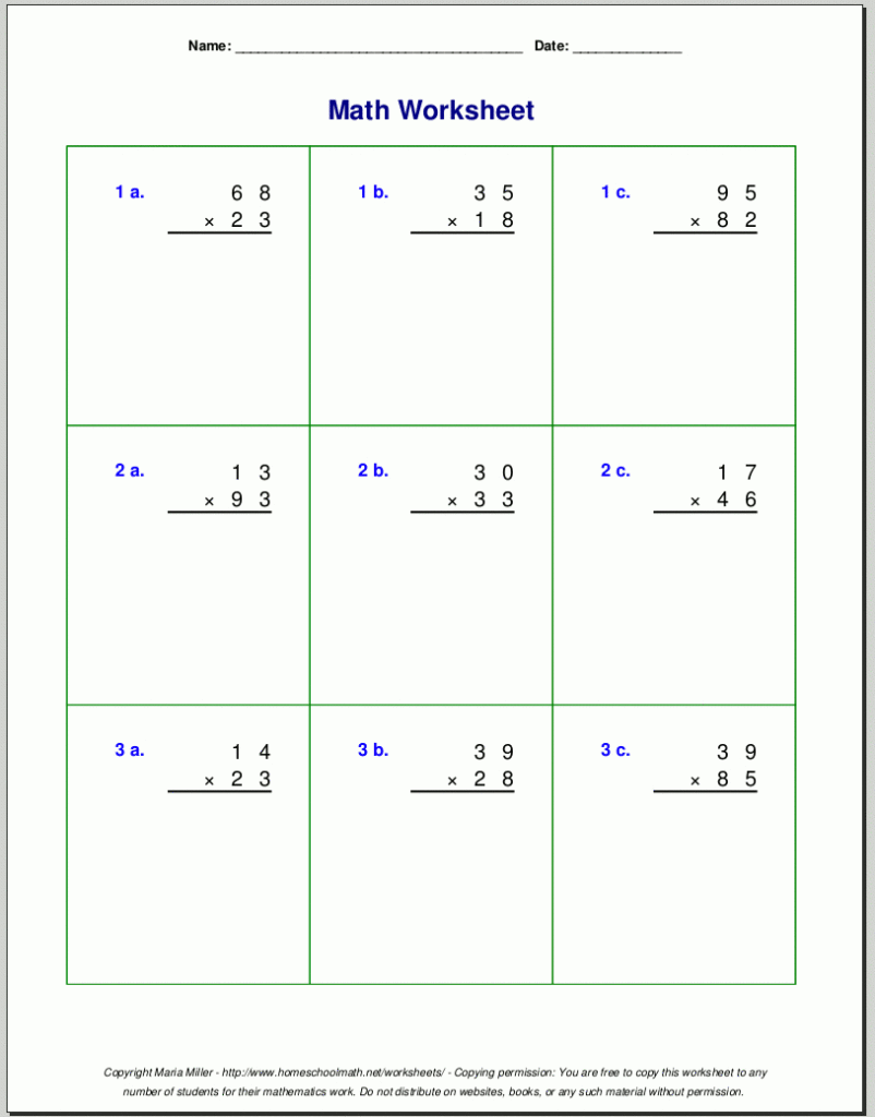 Fourth Grade Multiplication Worksheets | Multiplication Worksheets