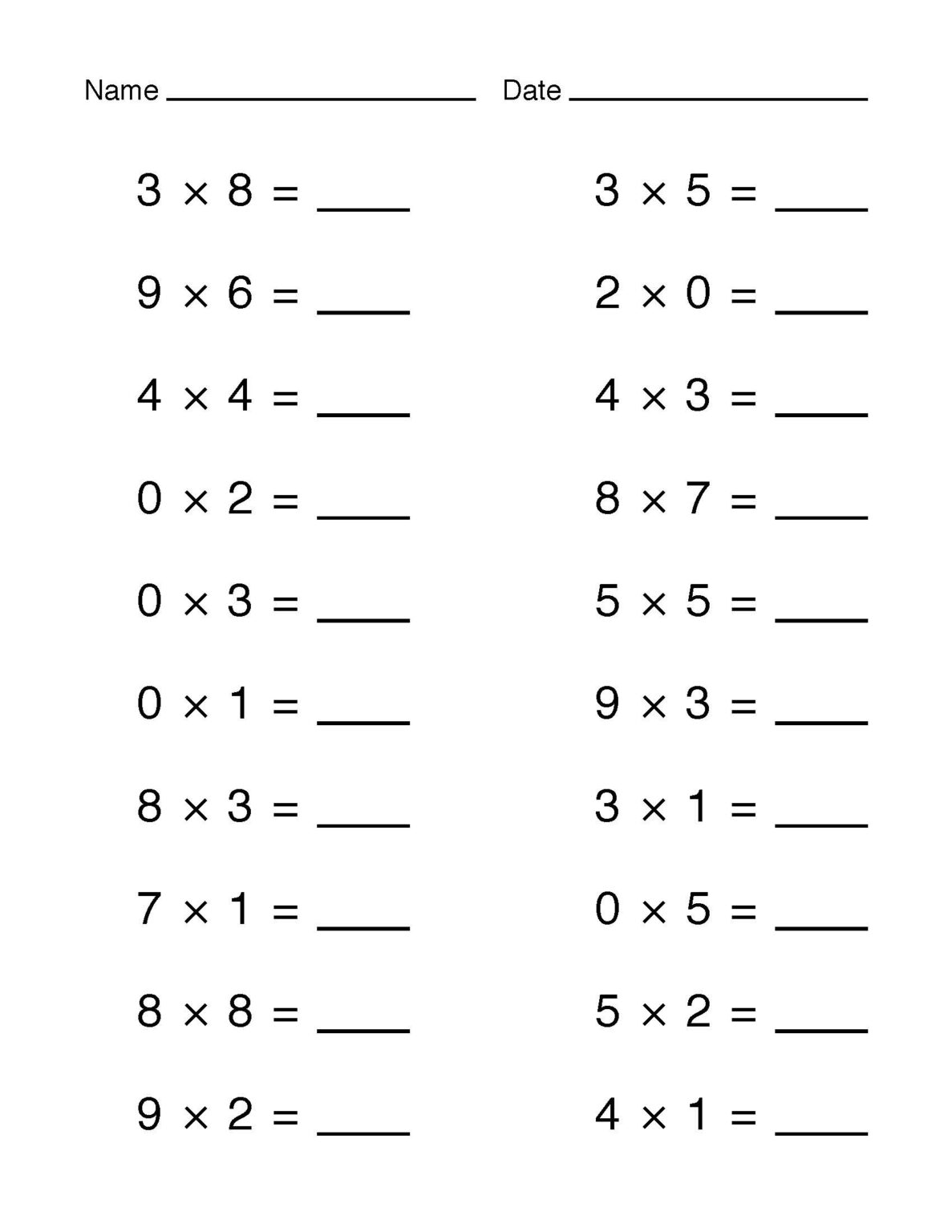 0 and 1 Multiplication Worksheets | Multiplication Worksheets