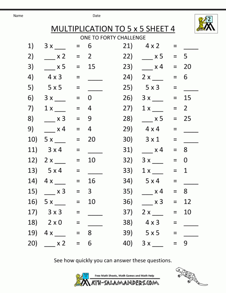 Multiplication Worksheets Grade 5 Free Printable | Multiplication ...