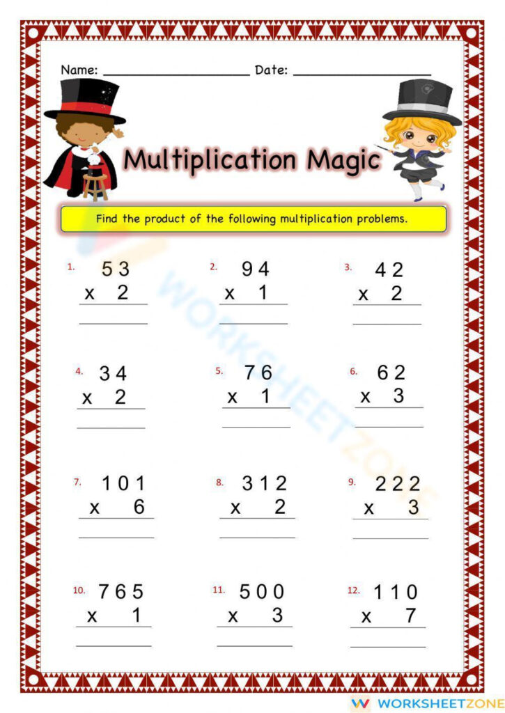 Multiplication with Regrouping Worksheets | Multiplication Worksheets
