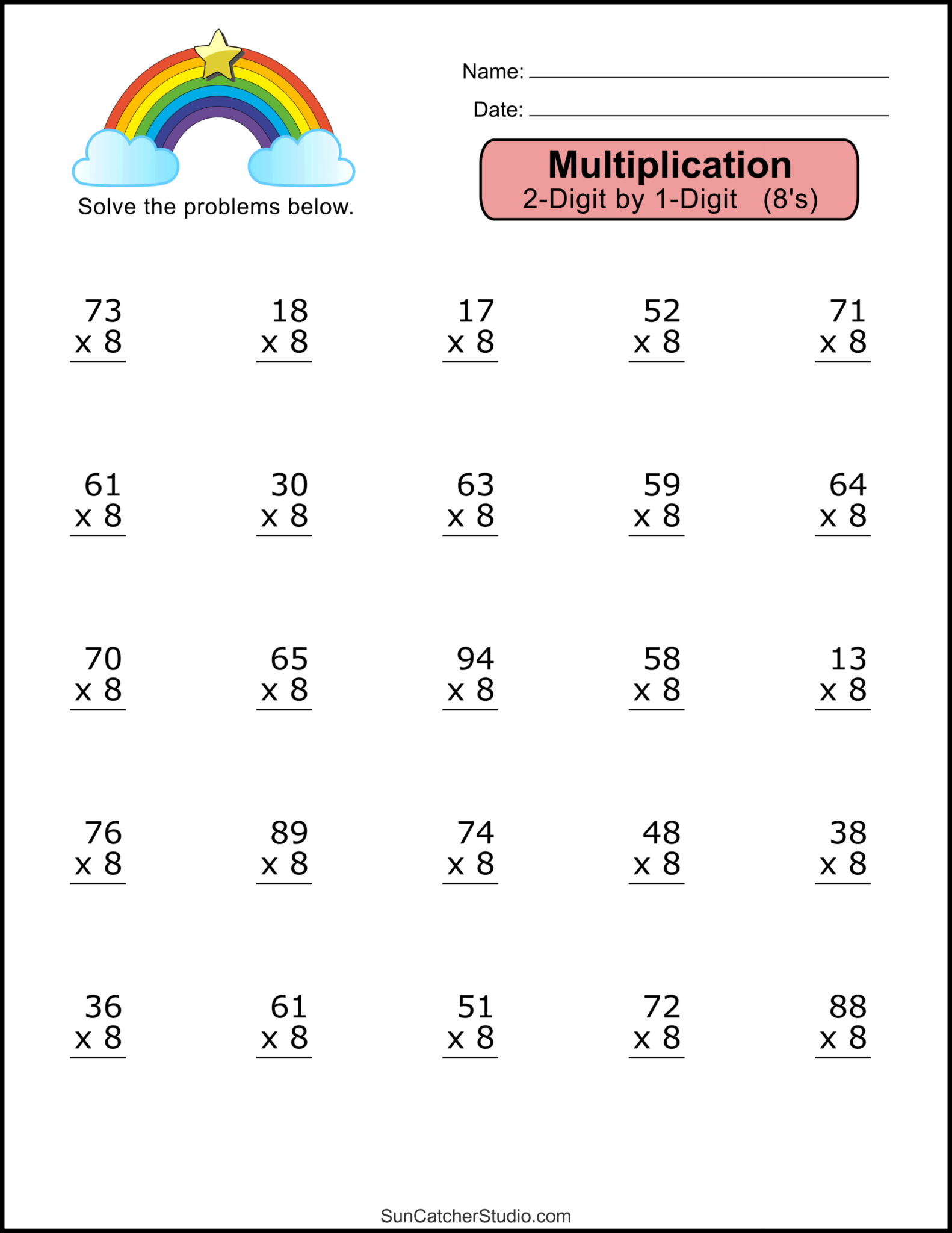 Multiplication of Two Digit Numbers Worksheets | Multiplication Worksheets