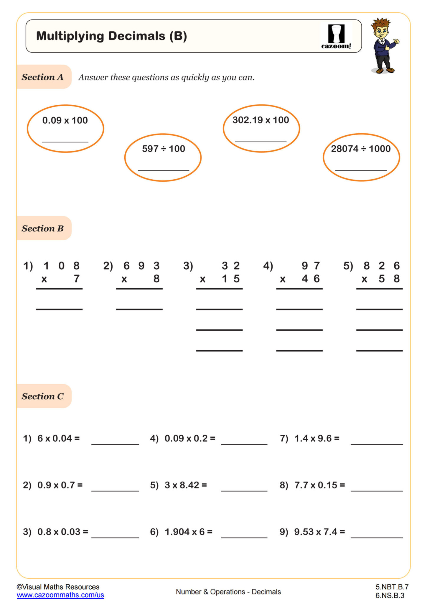 Decimal Multiplication and Division Worksheets | Multiplication Worksheets