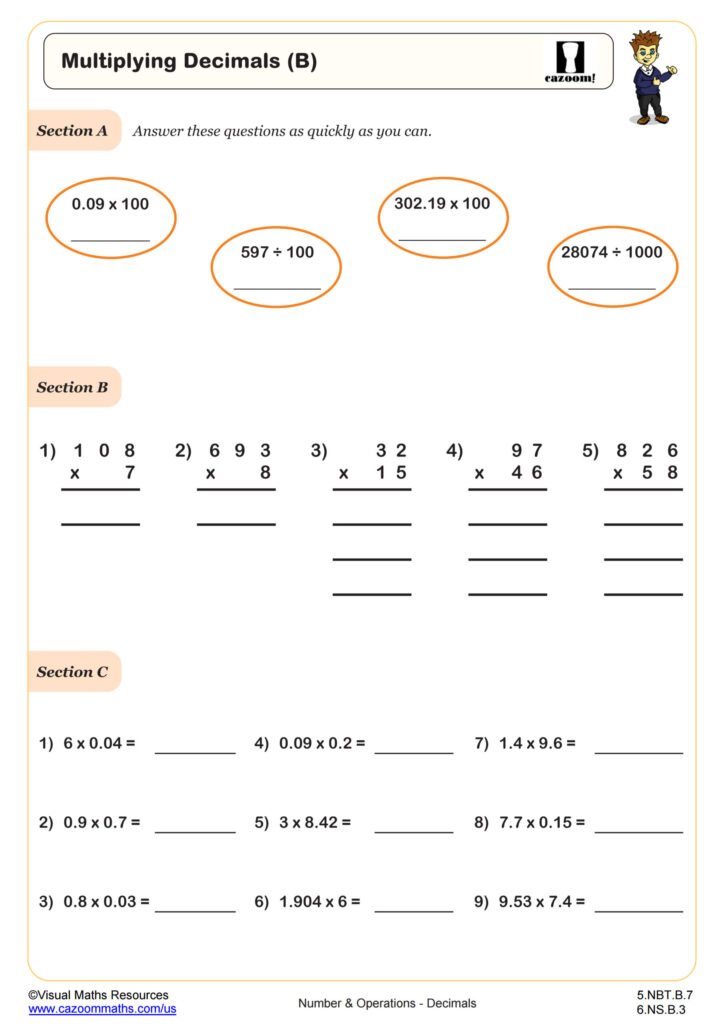 Decimal Multiplication and Division Worksheets | Multiplication Worksheets